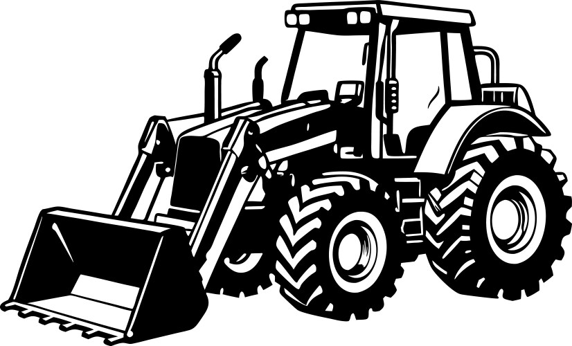 Backhoe loader silhouette Royalty Free Vector Image
