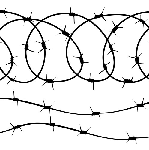 Barbed wire black line set Royalty Free Vector Image