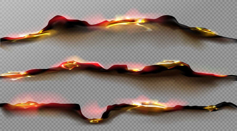 Realistic burn cracks charred pieces or paper Vector Image