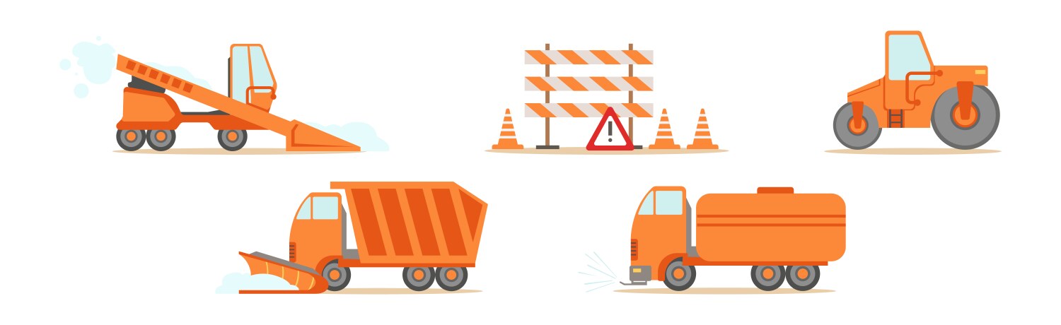 Construction equipment and heavy machine Vector Image