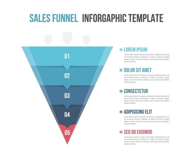 Funnel diagram template Royalty Free Vector Image
