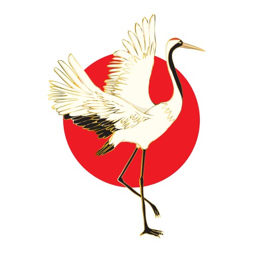 Friendly cute red-crowned or japanese crane icon Vector Image