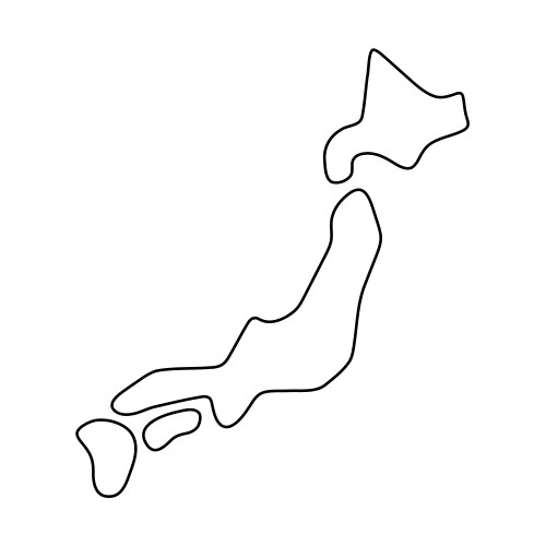 Map japan black thick outline highlighted Vector Image