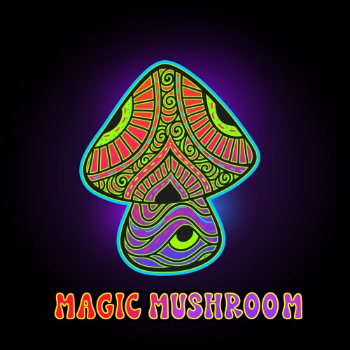 Magic Mushrooms Psychedelic Pattern Royalty Free Vector