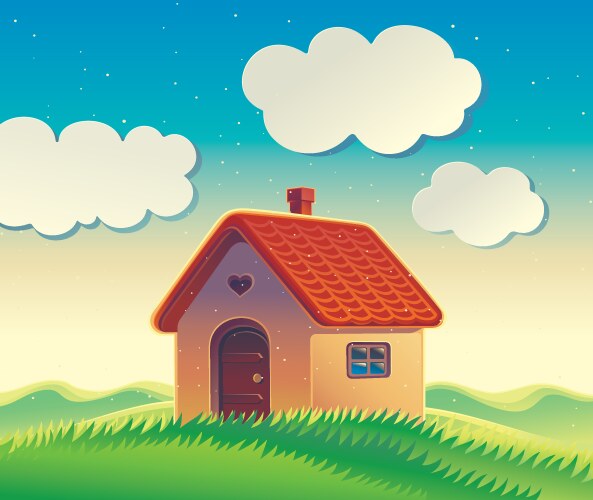A simple house in nature background Royalty Free Vector