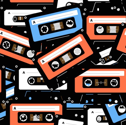 Vintage audio cassettes seamless background Vector Image