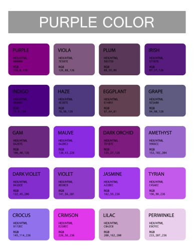 Blue color codes and names selection colors Vector Image