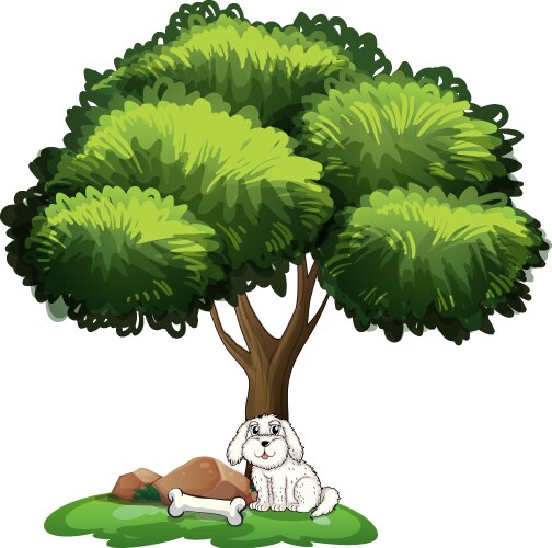 Dog under tree Royalty Free Vector Image - VectorStock