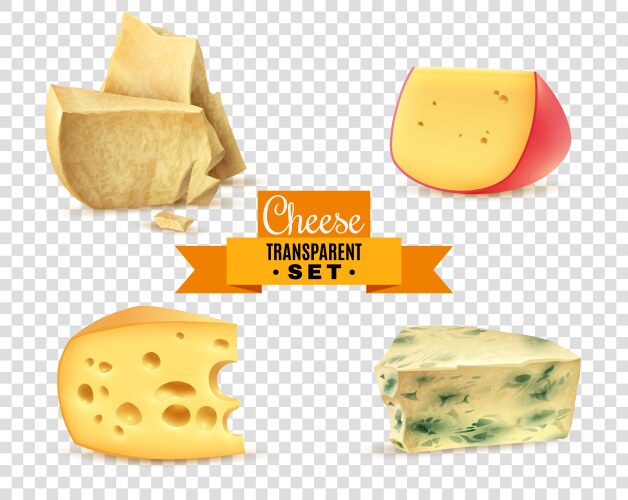 Quality cheese 4 realistic images set Royalty Free Vector