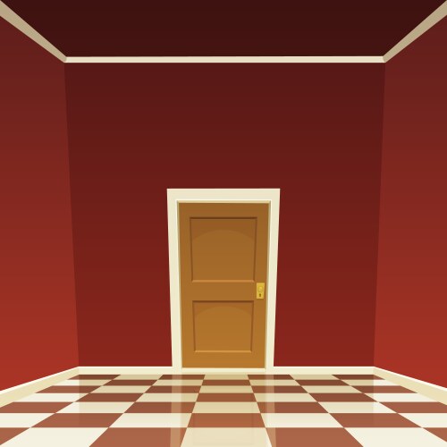 Room with door - green Royalty Free Vector Image