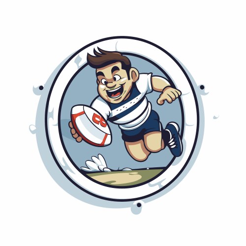 Rugby player in action cartoon style Royalty Free Vector