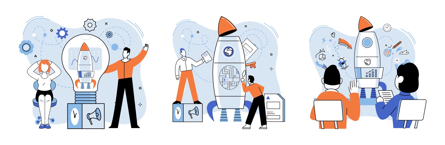 Team solving complex problems teamwork Royalty Free Vector