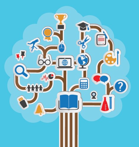 Knowledge cartoon composition Royalty Free Vector Image