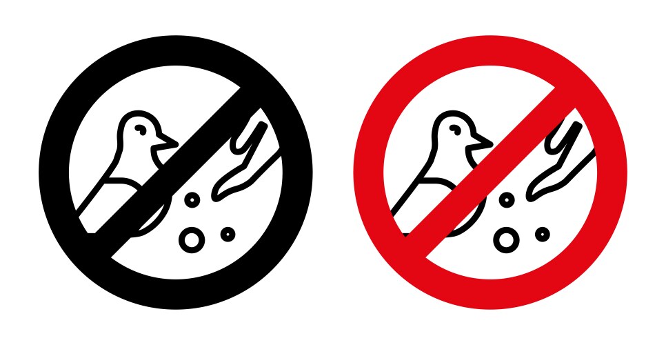 Do not feed birds sign icon set forbidden Vector Image