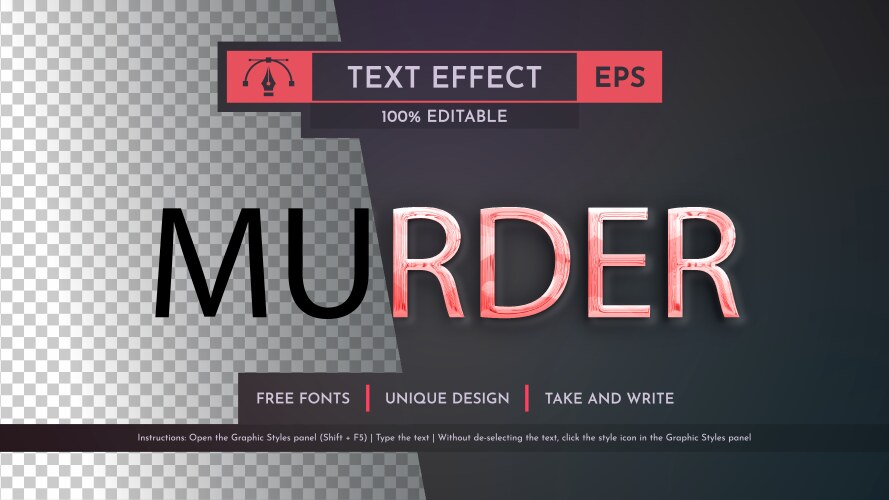 Horror - editable text effect font style Vector Image