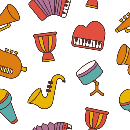 Musical instruments seamless pattern Royalty Free Vector