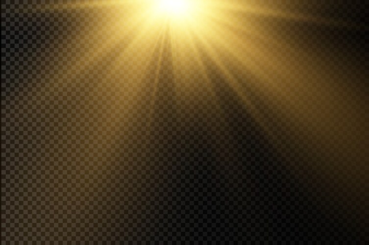 Spotlight projector light effect with yellow rays Vector Image