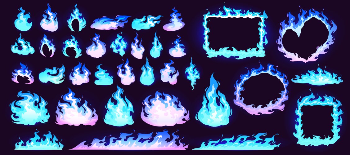 Cartoon blue fire flame hot particles Royalty Free Vector