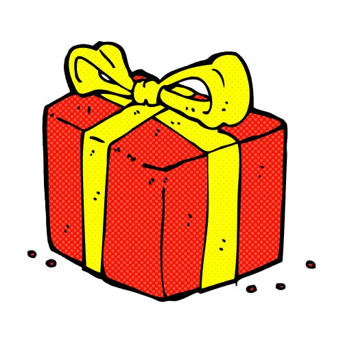 Comic cartoon christmas present Royalty Free Vector Image