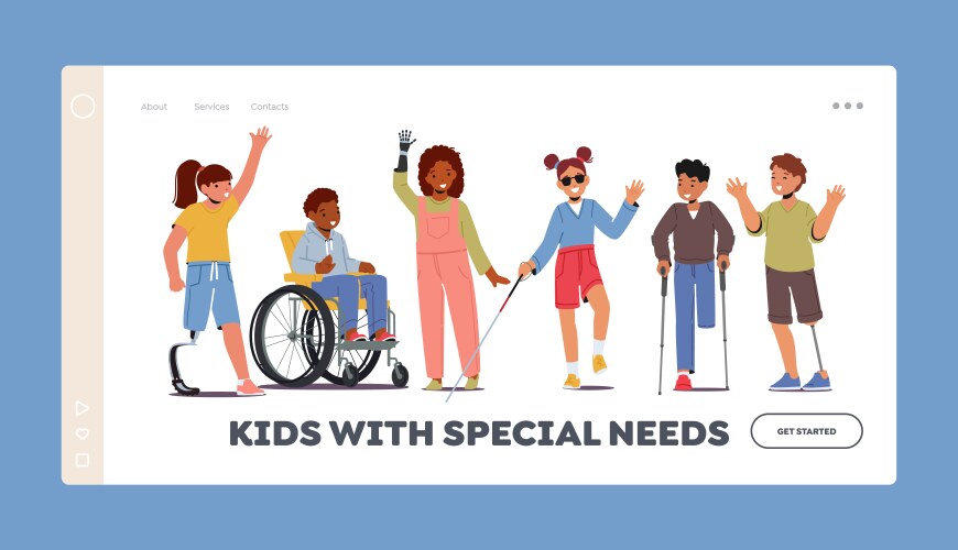 Disability Kids Vector Images (over 4,600)