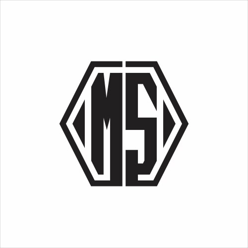 Ms logo monogram with circle and four taper shape Vector Image