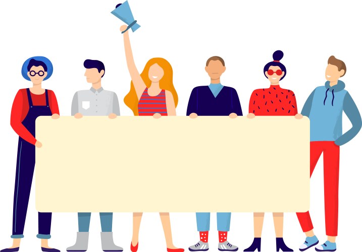 Group multi ethnic men holding empty board Vector Image