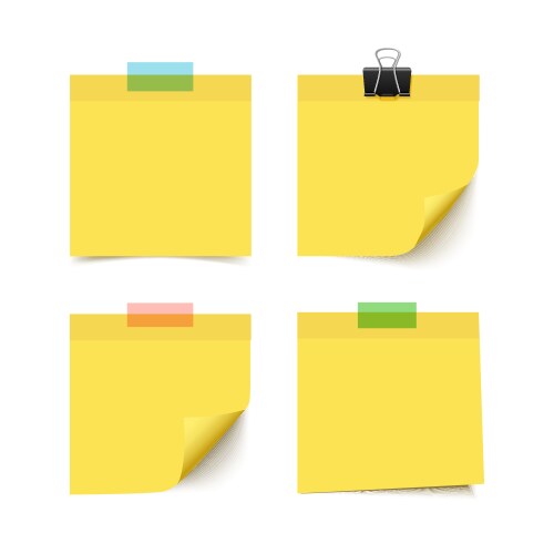 Notes colored sticky papers with pin clips memo Vector Image