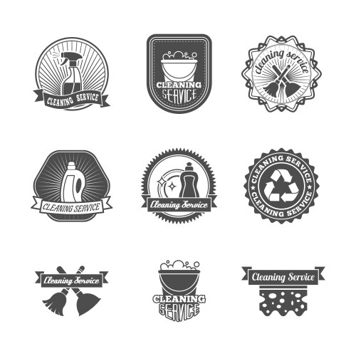 Cleaning emblems Royalty Free Vector Image - VectorStock