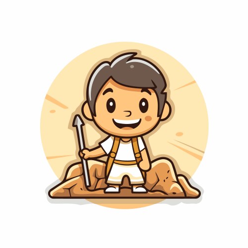 Cute caveman cartoon character icon Royalty Free Vector