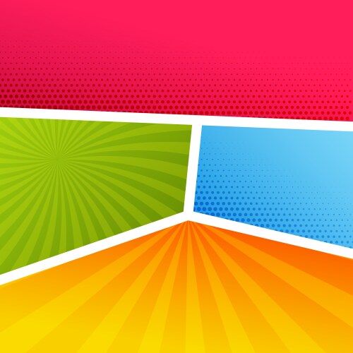 Five empty comic book page colorful template Vector Image