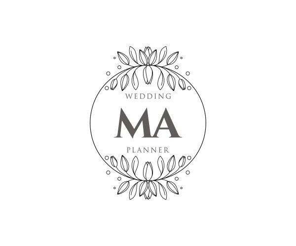 Ma initials letter wedding monogram logos Vector Image