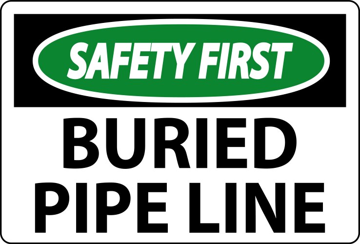 Caution sign buried pipe line on white background Vector Image
