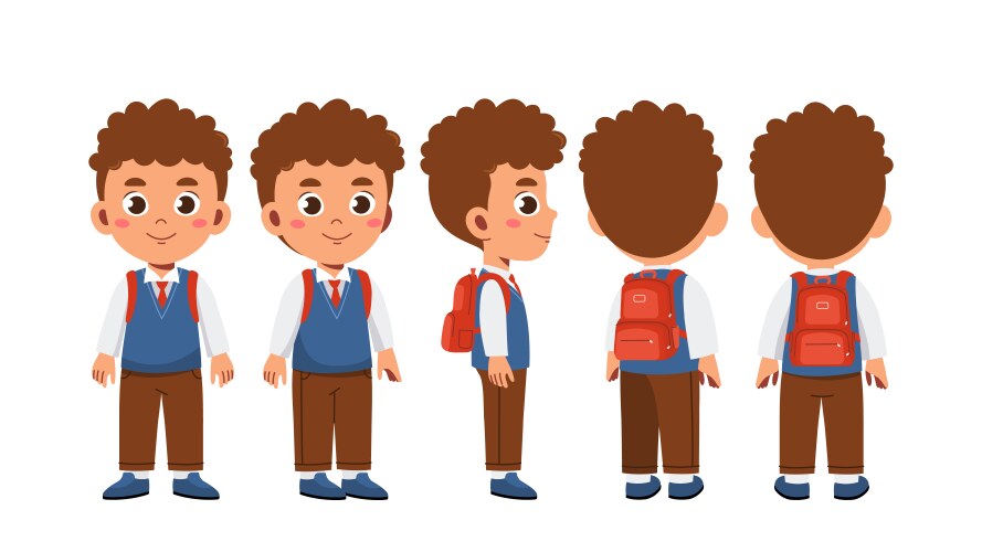 Schoolboy constructor set boy in school uniform Vector Image
