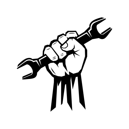 Hand holding a wrench tools icon cartoon Vector Image