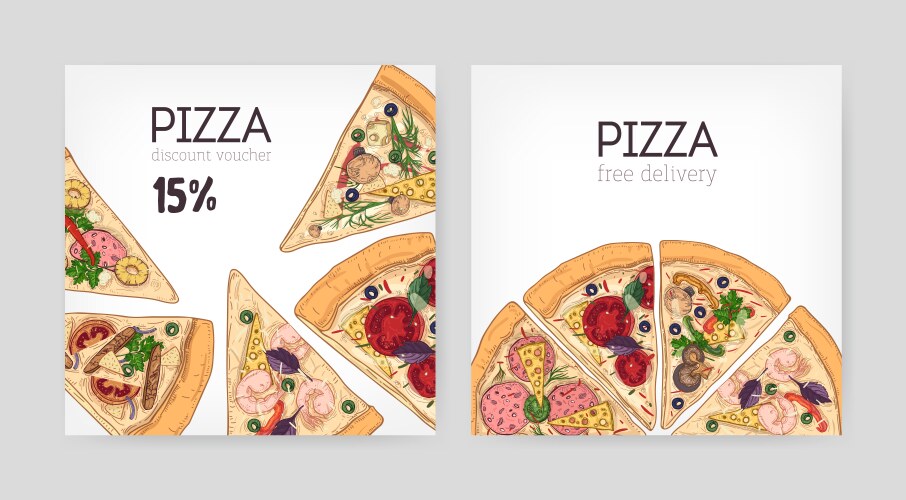 Collection of horizontal discount voucher Vector Image