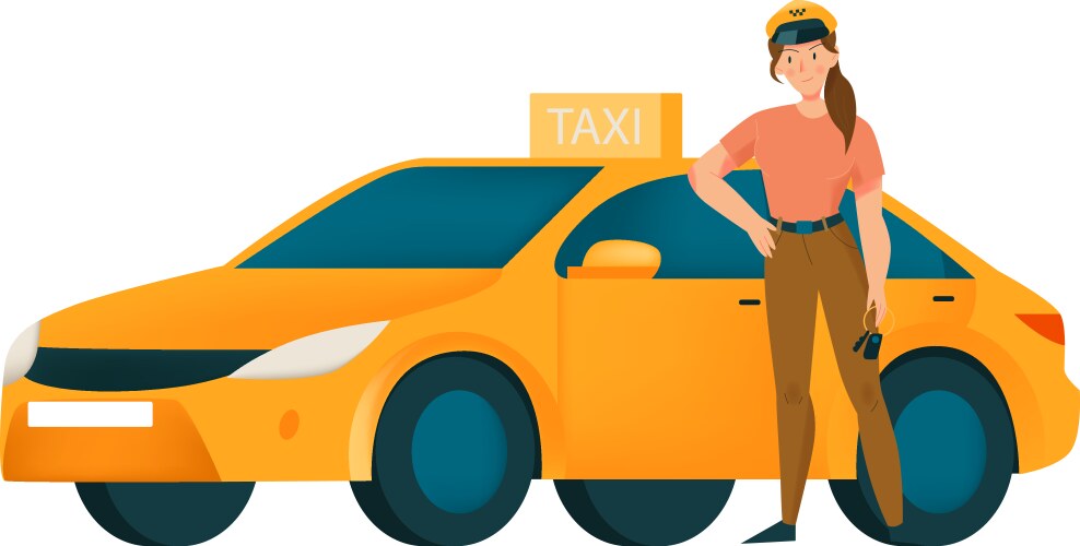 Vip taxi with driver and passenger in cartoon Vector Image