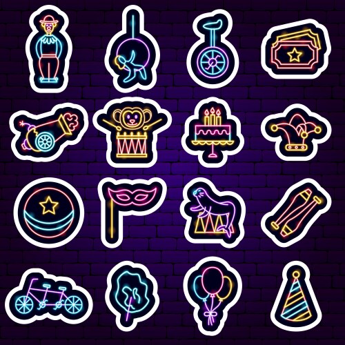 Birthday party neon label Royalty Free Vector Image