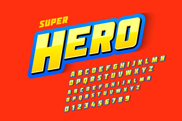 Comics hero style font design alphabet letters Vector Image