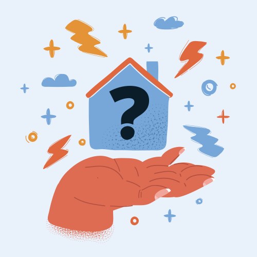 Question mark inside house Royalty Free Vector Image