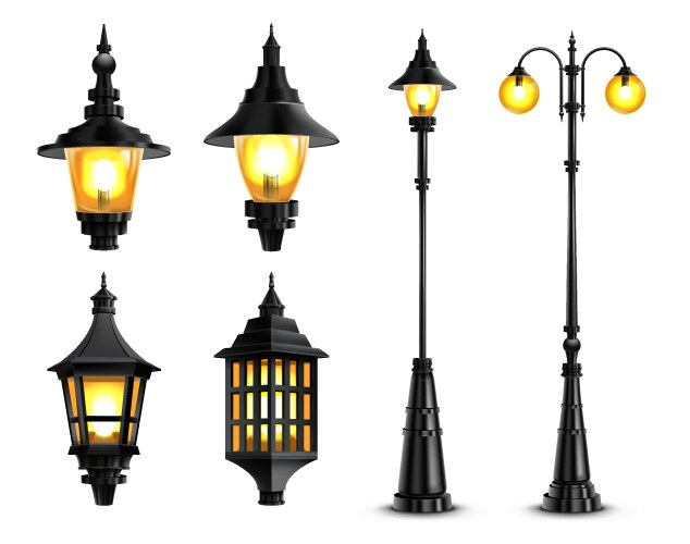 Vintage street lanterns Royalty Free Vector Image