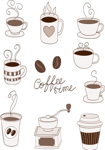 Coffee beans and leaves espresso cappuccino Vector Image
