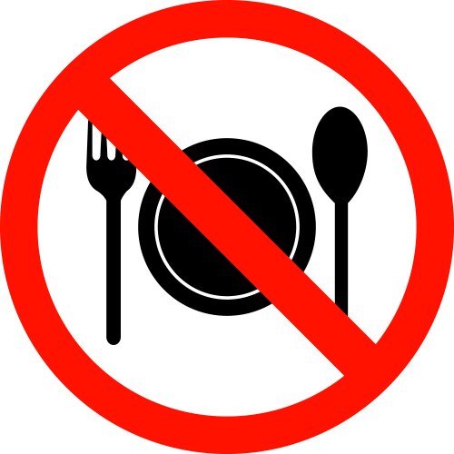 No eating and drinking sign ban on food forbidden Vector Image