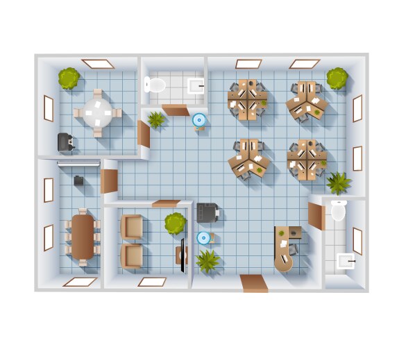 Office Furniture Top View Interior Vector Images (over 1,100)