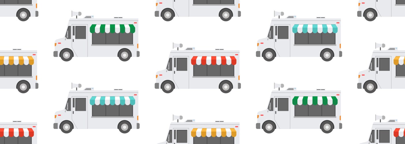 Seamless pattern with food trucks Royalty Free Vector Image