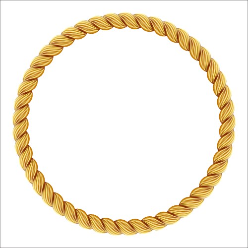 Gold twisted rope circle frame round border Vector Image