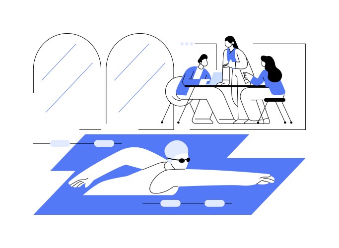 Office swimming pool isolated cartoon Royalty Free Vector