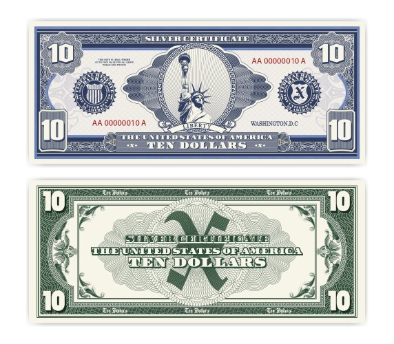 Blue banknote obverse and reverse silver Vector Image