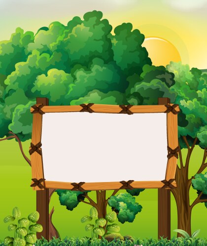 Wooden sign template with many sheeps on farm Vector Image