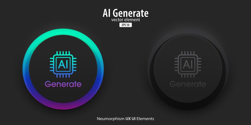 Generative ai buttons a set of active Royalty Free Vector