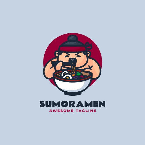 Sumo with cartoon style eating ramen Royalty Free Vector